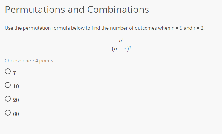 Permutations and Combinations Use the permut | Solvely