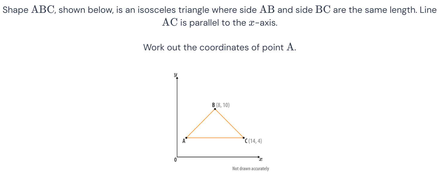 Shape ABC, shown below, is an isosceles trian | Solvely