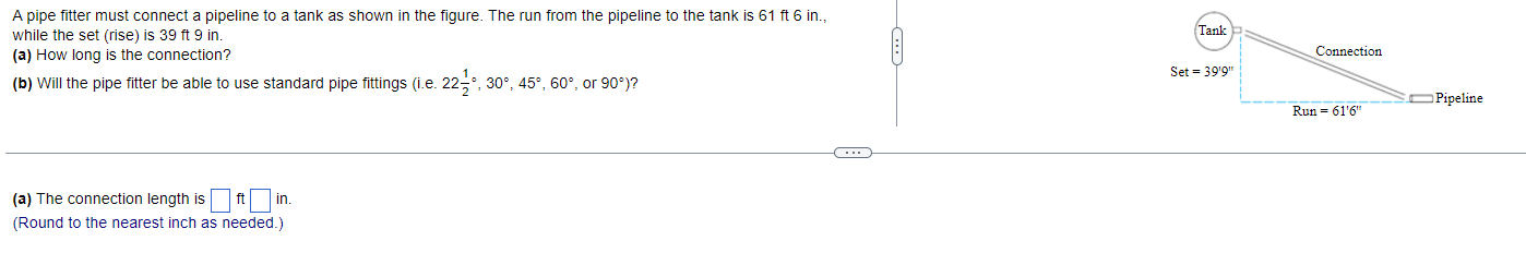 A pipe fitter must connect a pipeline to a ta | Solvely