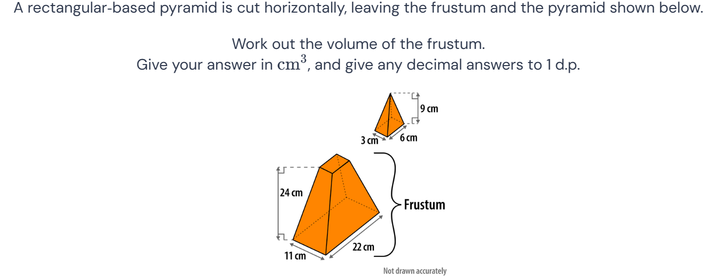 A rectangular-based pyramid is cut horizontal | Solvely