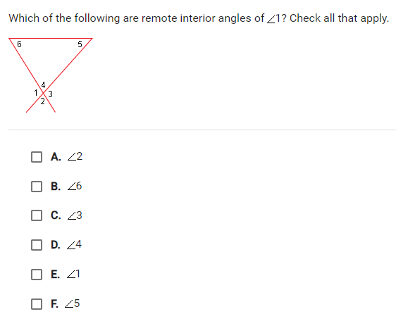 Which of the following are remote interior angles | Solvely
