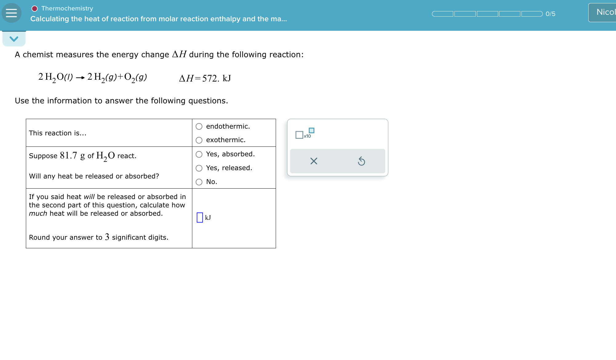 Thermochemistry Calculating the heat of react | Solvely