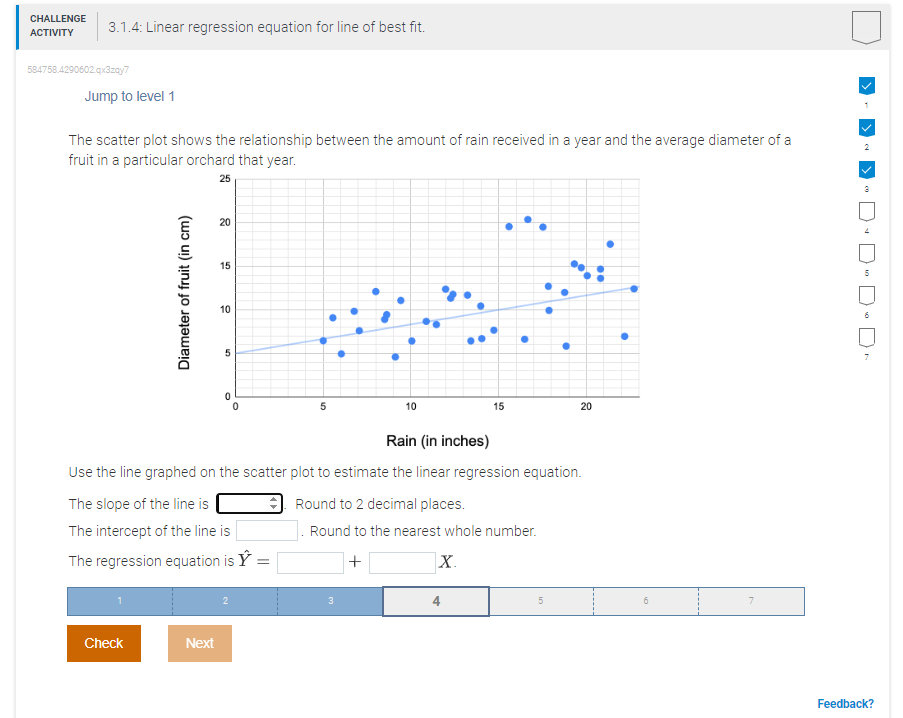 CHALLENGE ACTIVITY 3.1.4: Linear regression equati | Solvely