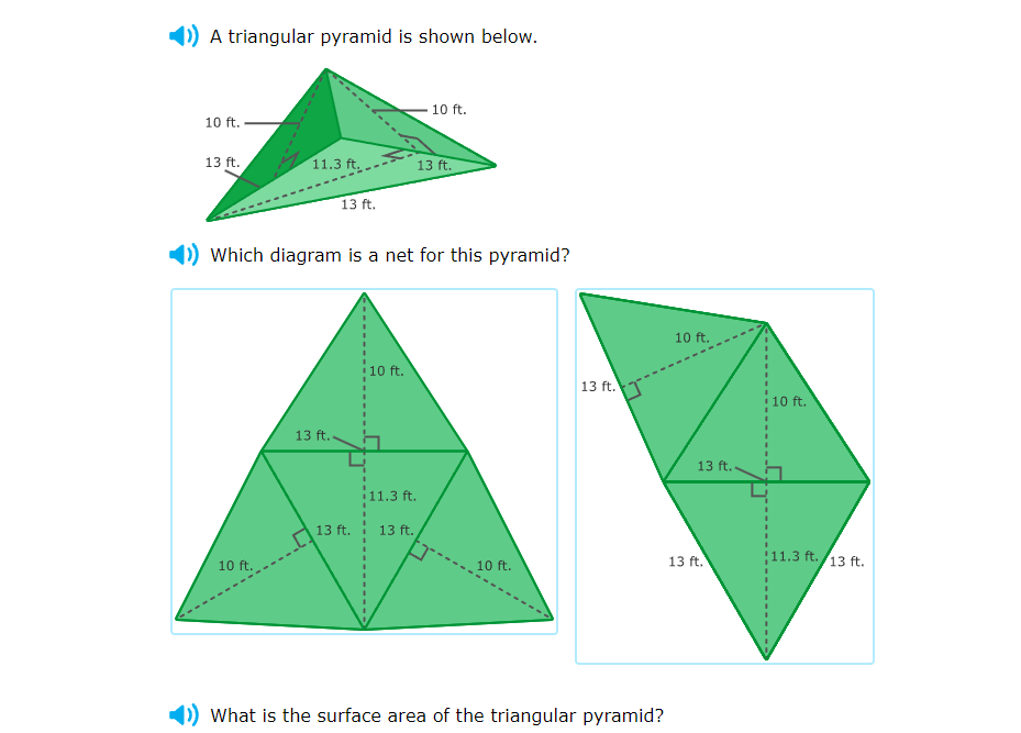 A triangular pyramid is shown below. Which d | Solvely